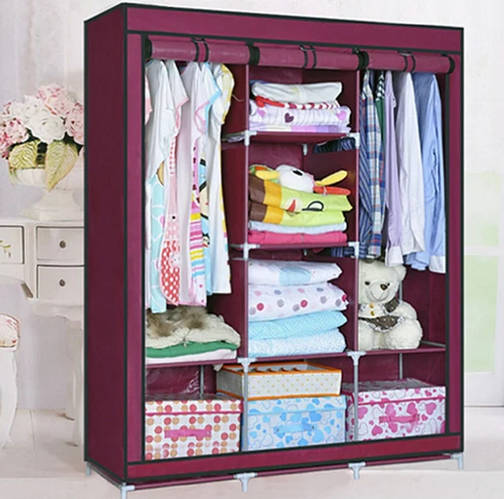 Шафа тканинний Hcx на 3 секції 88130 130х45х175 см Переносний шафа для одягу Складаний шафа