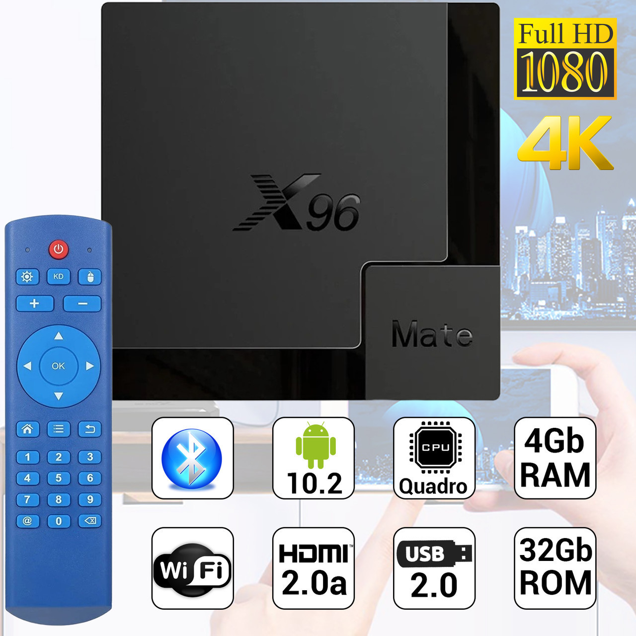 ТВ-Приставка X96 Mate (андроид 10.2) 4/32G | Андроид Смарт ТВ Приставка ...