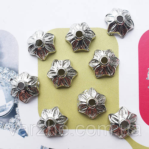 Обіймач для намистин "листок" 10 мм, під срібло (ID#281805811), ціна: 2.30 ₴, купити на Prom.ua