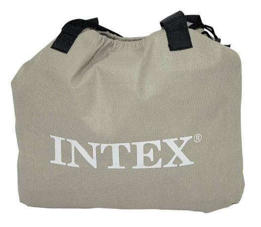 Надувная кровать Intex двуспальная со встроенным насосом и спинкой велюровый матрас 64164 (ID ...