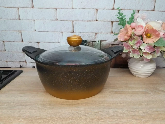 Кастрюля с Крышкой OMS Collection Алюминиевая с Гранитным Покрытием ...