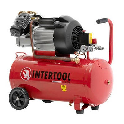 Компрессор INTERTOOL PT-0007, 50 л, 4 HP, 3 кВт, 220 В, 10 атм, 420 л/мин, 2 цилиндра., цена ...