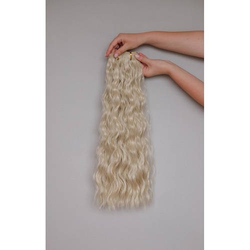 Купить Накладные кудрявые волосы белый блонд на клипсах комплект тресс ...