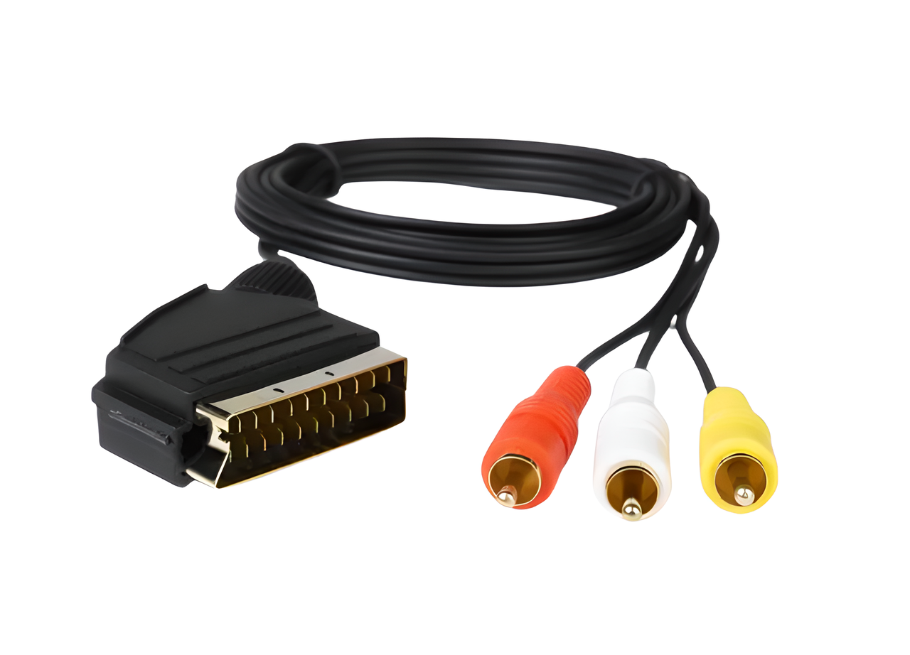 Купити Кабель перехідник Scart на тюльпан 21P - 3 RCA 120 см, ціна 49 ...