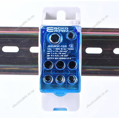 JHUKK-125, Распределительный блок на DIN -рейку, 125А (вход 1х10...35 ...