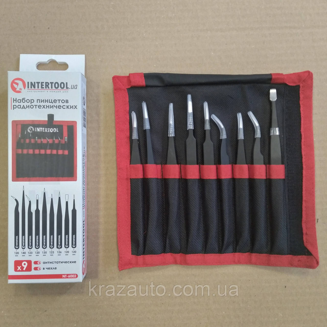 Набор пинцетов радиотехнических 9 шт, антистатические, в чехле INTERTOOL NT-6002 (ID#1772219610 ...