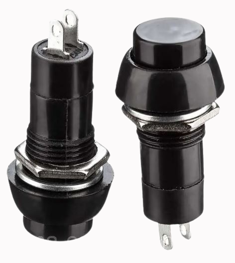 Купить Кнопка нажимная без фиксации PBS-11B OFF-(ON) 1А 250В черный ...