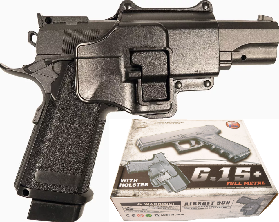 Пистолет Детский Galaxy G.15+ (Glock 17) с Кобурой Черный (G15 ...