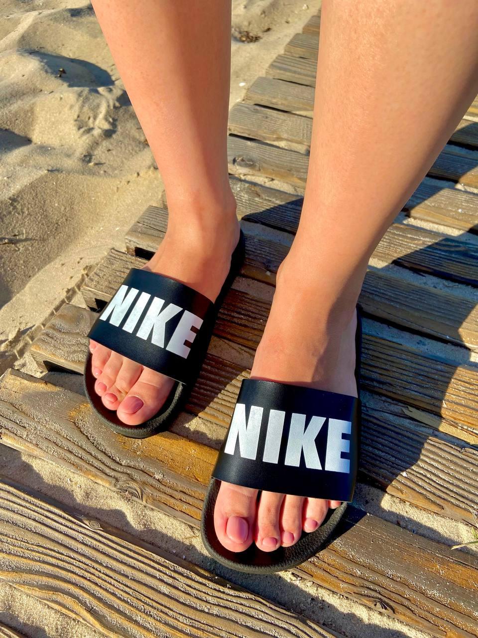 Купити Жіночі Пляжні Тапочки Резиночі Тапки Найк Nike Black Logo Full ...