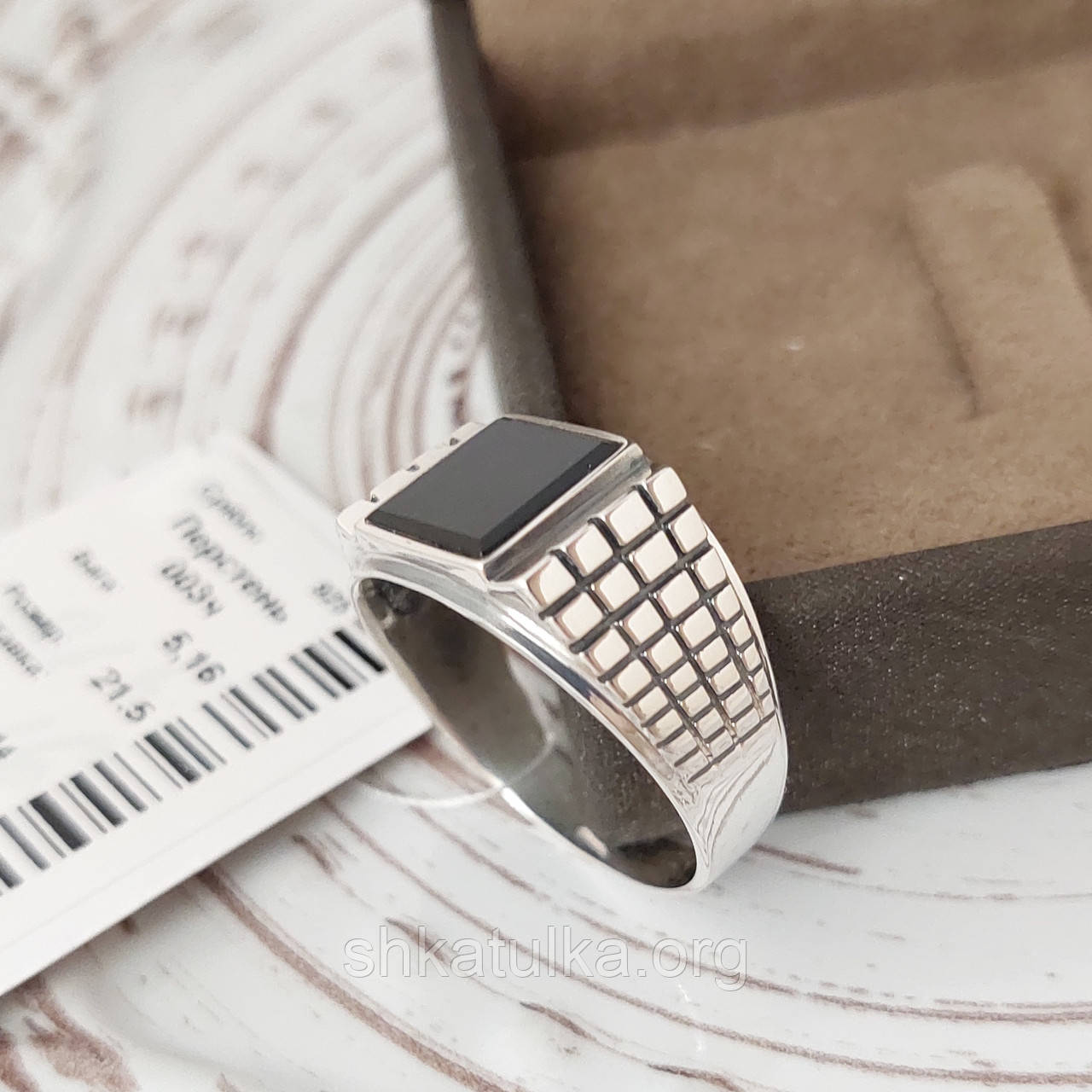 ᐉ Перстень мужской серебряный с черным камнем купить по доступной цене ...