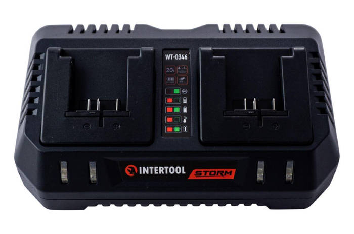 Купити Зарядний пристрій для акумулятора Intertool 20 В x 4 А·год Li-Ion Storm для 2 АКБ 1 шт ...