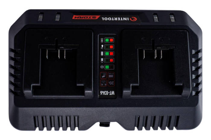 Купити Зарядний пристрій для акумулятора Intertool 20 В x 4 А·год Li-Ion Storm для 2 АКБ 1 шт ...