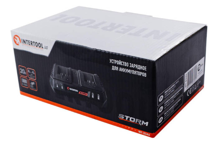 Купити Зарядний пристрій для акумулятора Intertool 20 В x 4 А·год Li-Ion Storm для 2 АКБ 1 шт ...