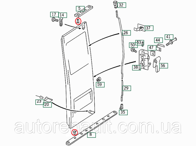 Купити Кліпса планки задніх дверей (верх/нижн.) Мерседес Спринтер 95-06 ...