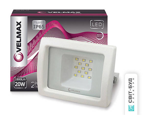 Купити LED прожектор Velmax, 20W, 6200K, 1800Lm, кут 120°, ціна 369 ...