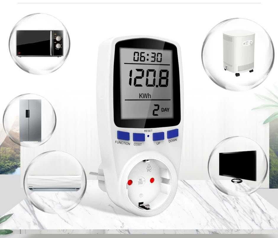 Ваттметр Вольтметр Амперметр Энергометр Счетчик Энергии Intertek 3680W ...