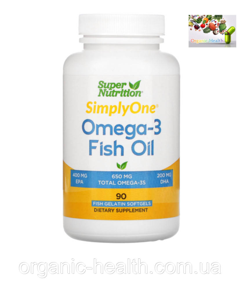 Омега 3, Super Nutrition, Рыбий жир с омега-3, 1000 мг, 90 рыбных ...
