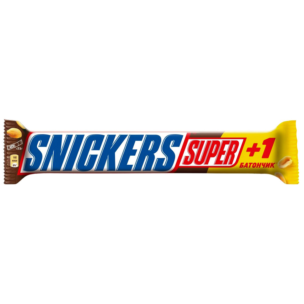 Шоколадний батончик Snickers Super 2+1 112,5 г (сникерс супер) 20шт/уп ...