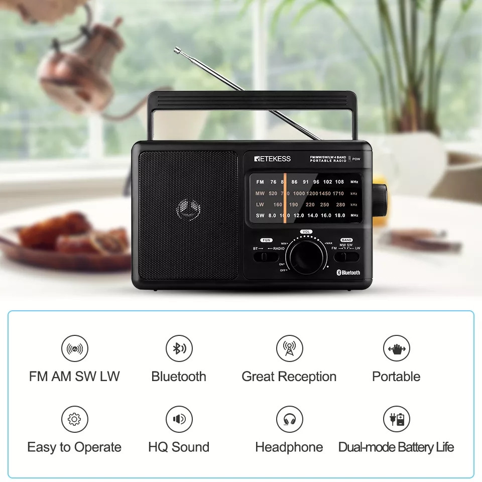 Купить Радиоприемник Retekess TR626 FM/AM/SW/LW, Bluetooth, питание от ...