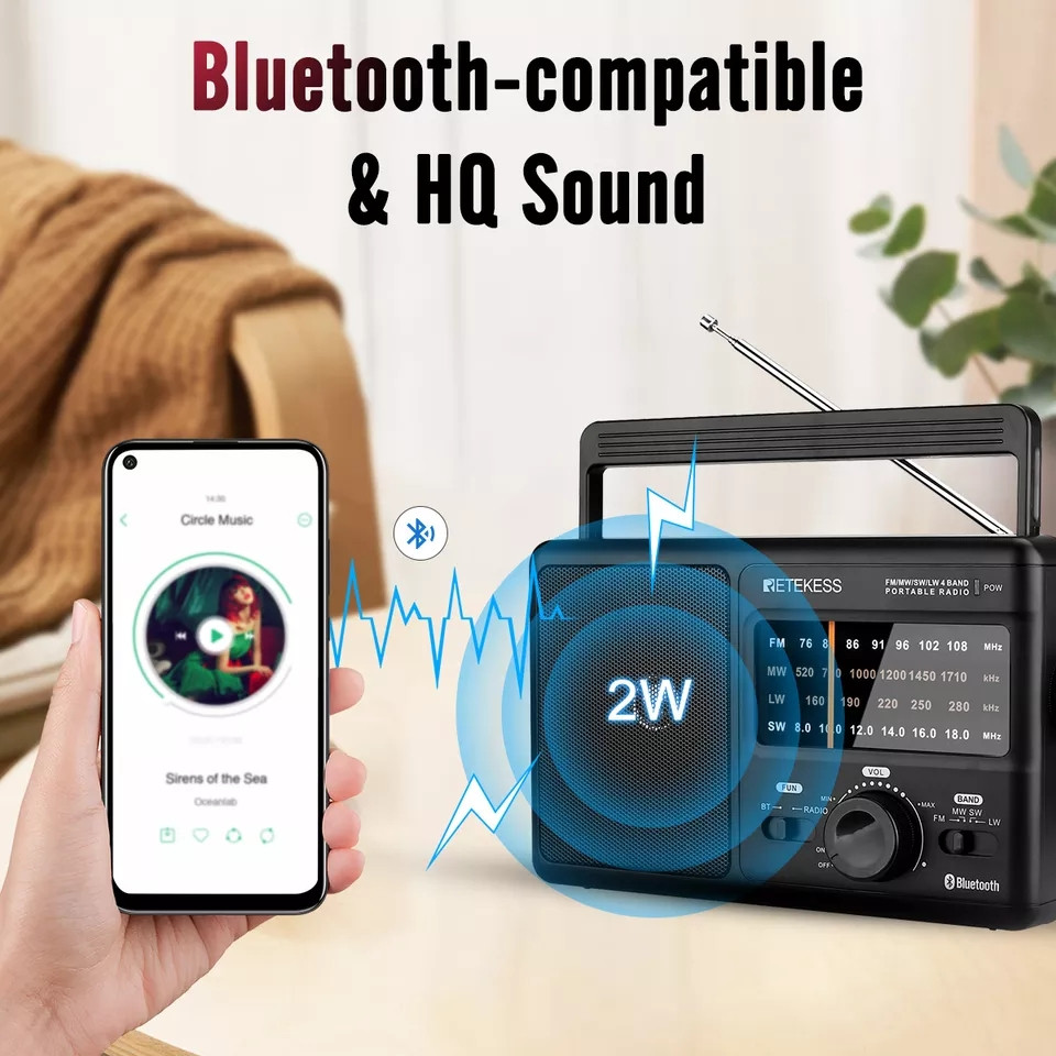 Купить Радиоприемник Retekess TR626 FM/AM/SW/LW, Bluetooth, питание от ...