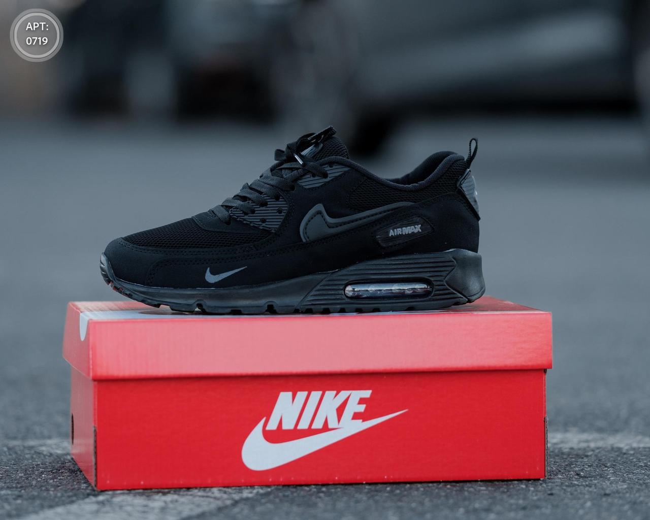 Купить Мужские Кроссовки Nike Air Max 90 Black Чёрные Качественные 40 ...