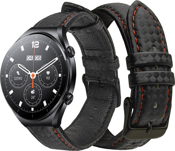 Купити Шкіряний ремінець Carbon для Xiaomi Watch S1 (Сяоми Вотч С1 ...