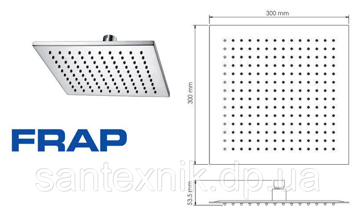 FRAP 28-3 Лійка верхнього душу (квадратна) нержавіюча сталь 300х300 мм FRAP хром (ID#1809696483 ...