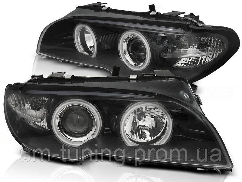 ПЕРЕДНІ ФАРИ ТЮНІНГ XENON HEADLIGHTS ANGEL EYES CCFL BLACK fits BMW E46 04.03-06 COUPE CABRIO ...
