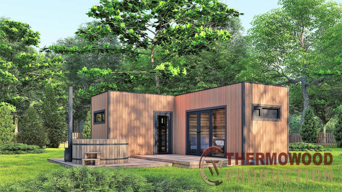 Купить Модульный каркасный дом 6,8х5,6м с баней Sauna House 6 под ключ ...