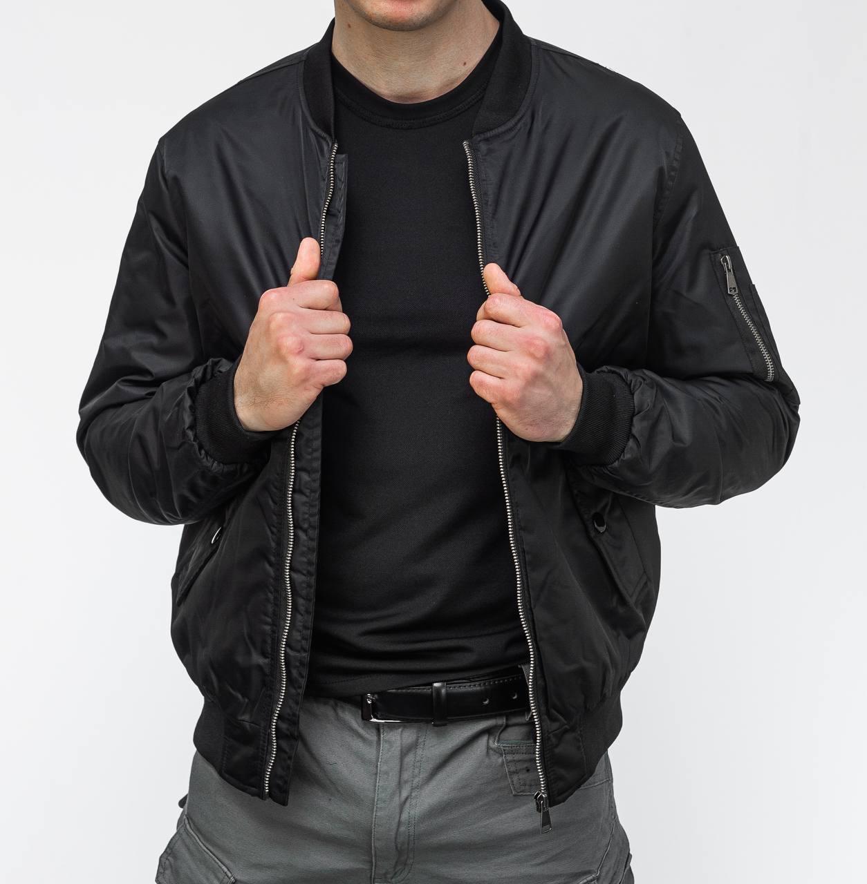 Мужская черная куртка бомбер весна - лето, удобная мужская куртка на ...
