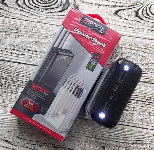 Купити Повербанк Power Bank ProTech B-06 30000mAh, павербанк 30000 мАг з ліхтариком, швидка ...