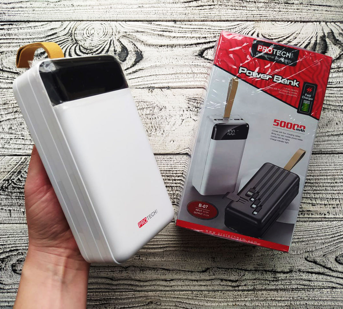 Купити Білий Повербанк Power Bank ProTech B-07 50000 mAh, 5V, 2.1 A, білий павербанк 50000 мА ...