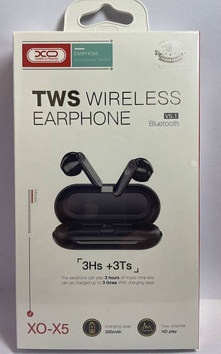Купить Беспроводные наушники TWS XO X5 Ultra Thin Black, цена 675 грн ...