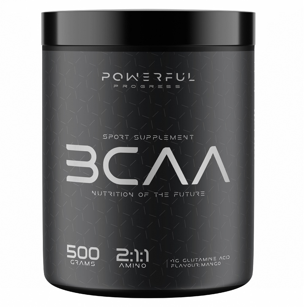 Амінокислота BCAA для Спорту Powerful Progress BCAA 2:1:1 + Glutamine 500 G /50 Servings/ Mango ...