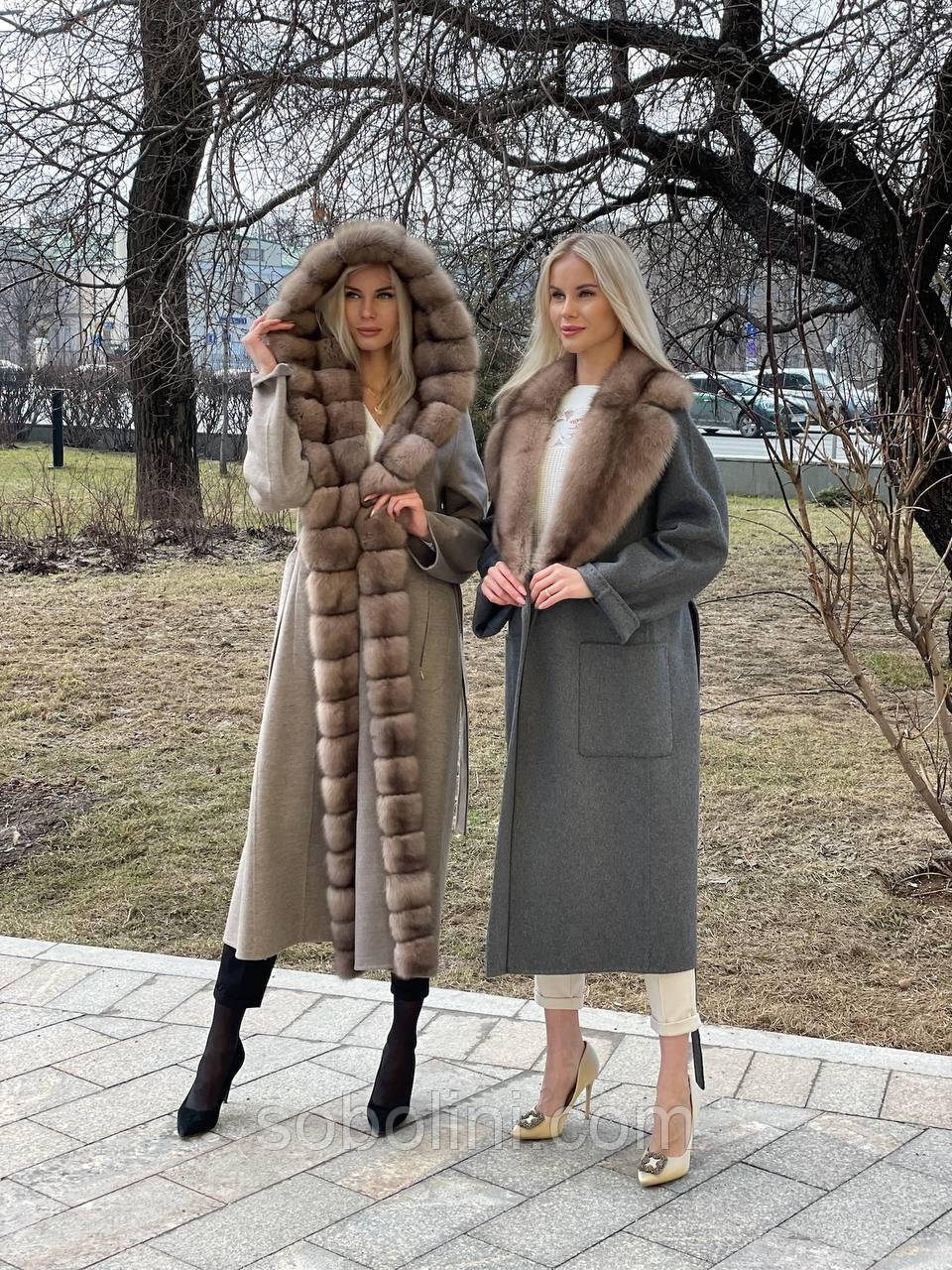 Пальто кашемірове з хутром соболя індивідуальні пошиття продаж ціна у Києві Жіночі пальта