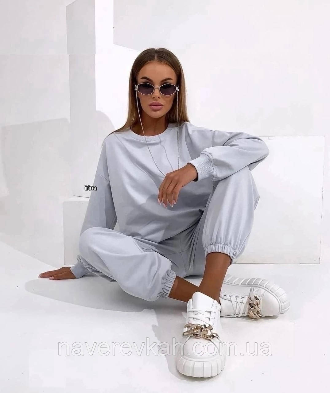 Женский весенний спортивный костюм с двунитки лимон беж серый 42-44 46 ...