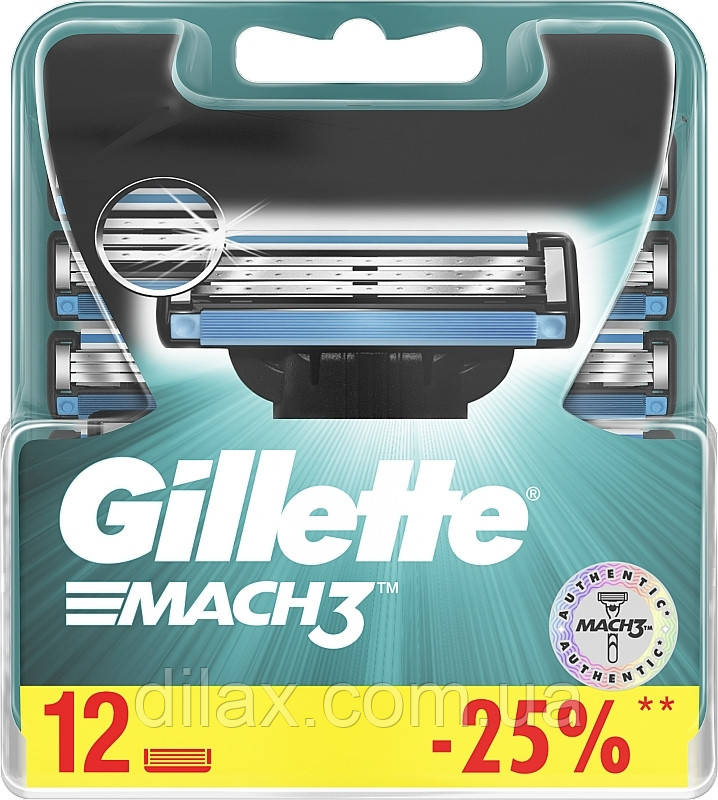 Сменные Кассеты для Бритья, 12 Шт. - Gillette Mach3 XXL 12шт (941217 ...