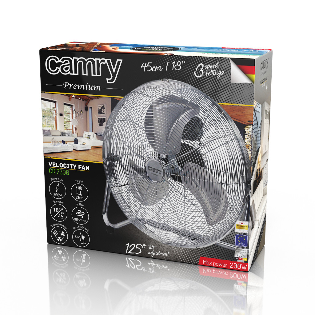 Купити Підлоговий циркуляційний вентилятор Camry CR 7306 (хром, 45 см, 110 Вт, Польща), ціна ...
