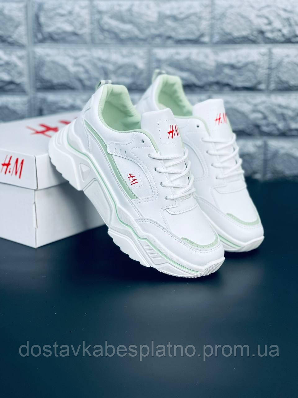 Кроссовки H&M White женские Кроссовки Эйч эн эм белые женские Весенние ...
