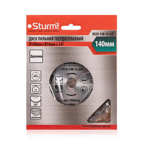 Купить Диск пильный по дереву Sturm 9020-140-16-24T, 140х16 мм 24 зуба ...