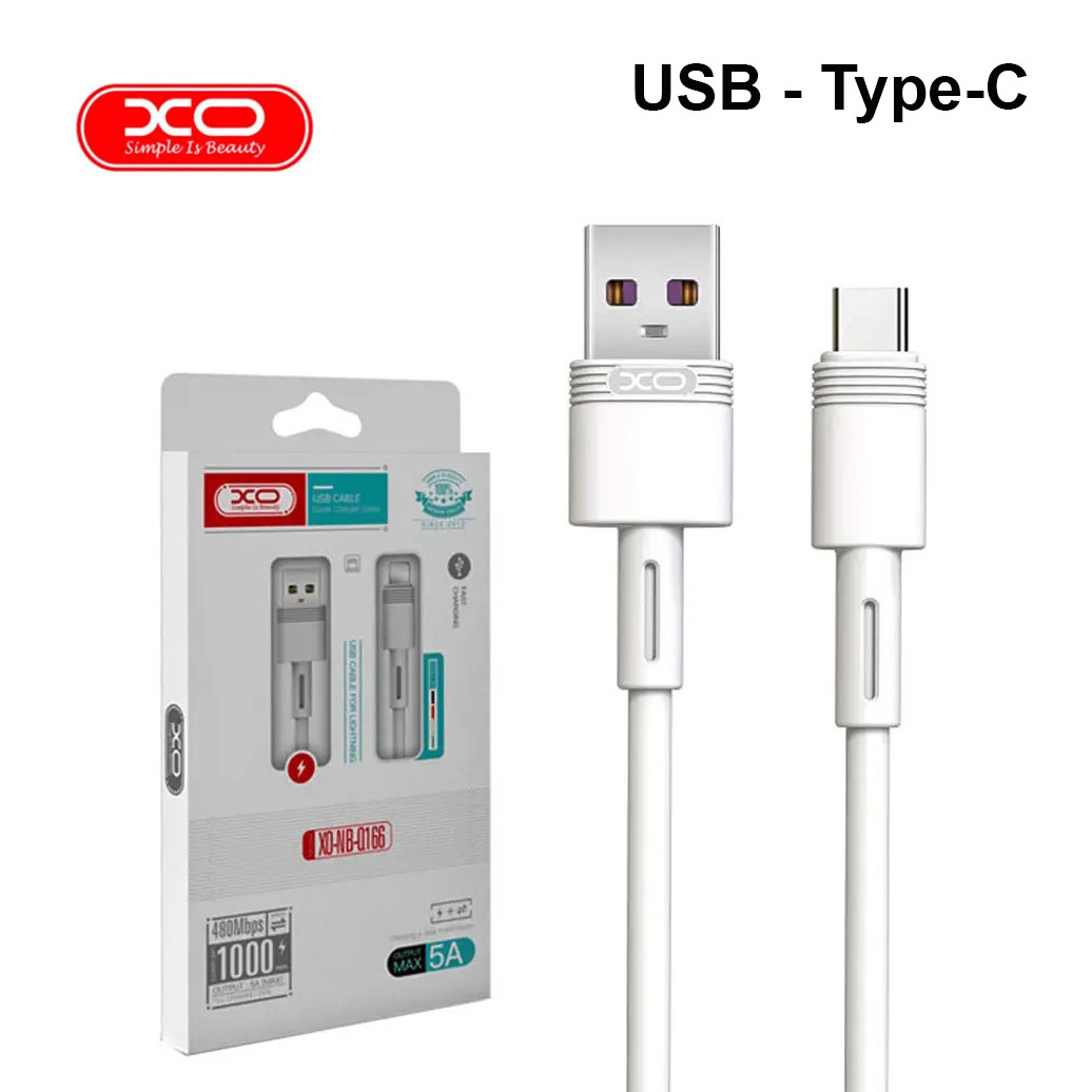 Кабель для заряджання та синхронізації USB XO NB-Q166 5A USB - Type-C 1М Білий (ID#1814036867 ...