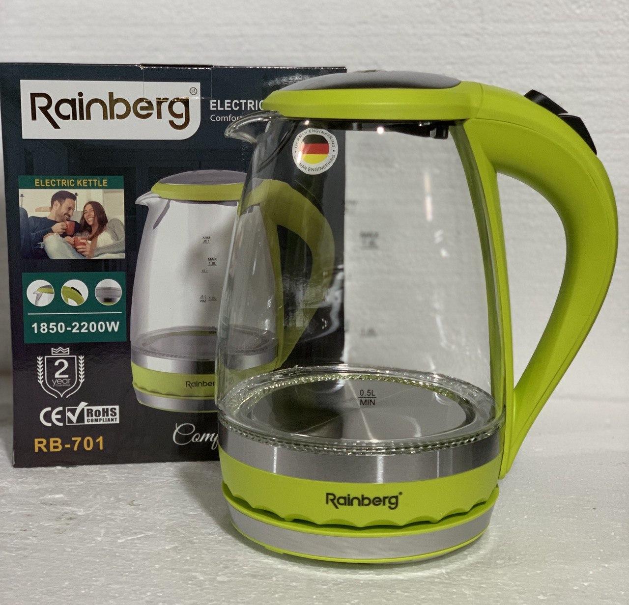 Электрический чайник Rainberg RB-701 2л / стекло / 2200W (ID#1814169897), цена: 655 ₴, купить на ...
