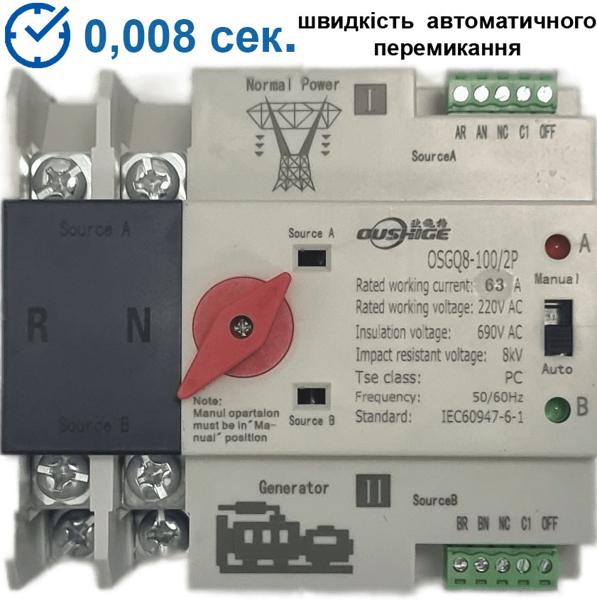 Купить Автомат ввода резерва MADORU 2П 63А, автоматический ...
