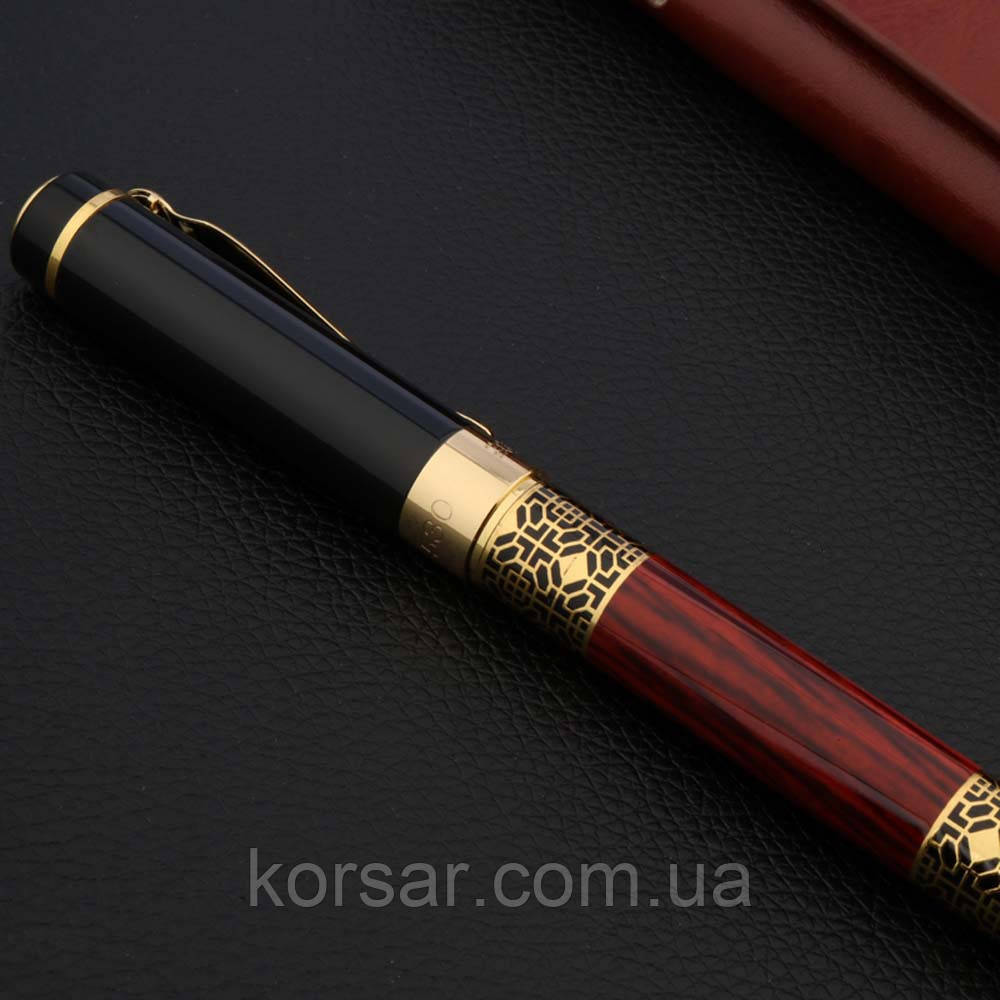 Перова чорнильна ручка "Carving Mahogany Luxury", відкрите перо "Genius ...