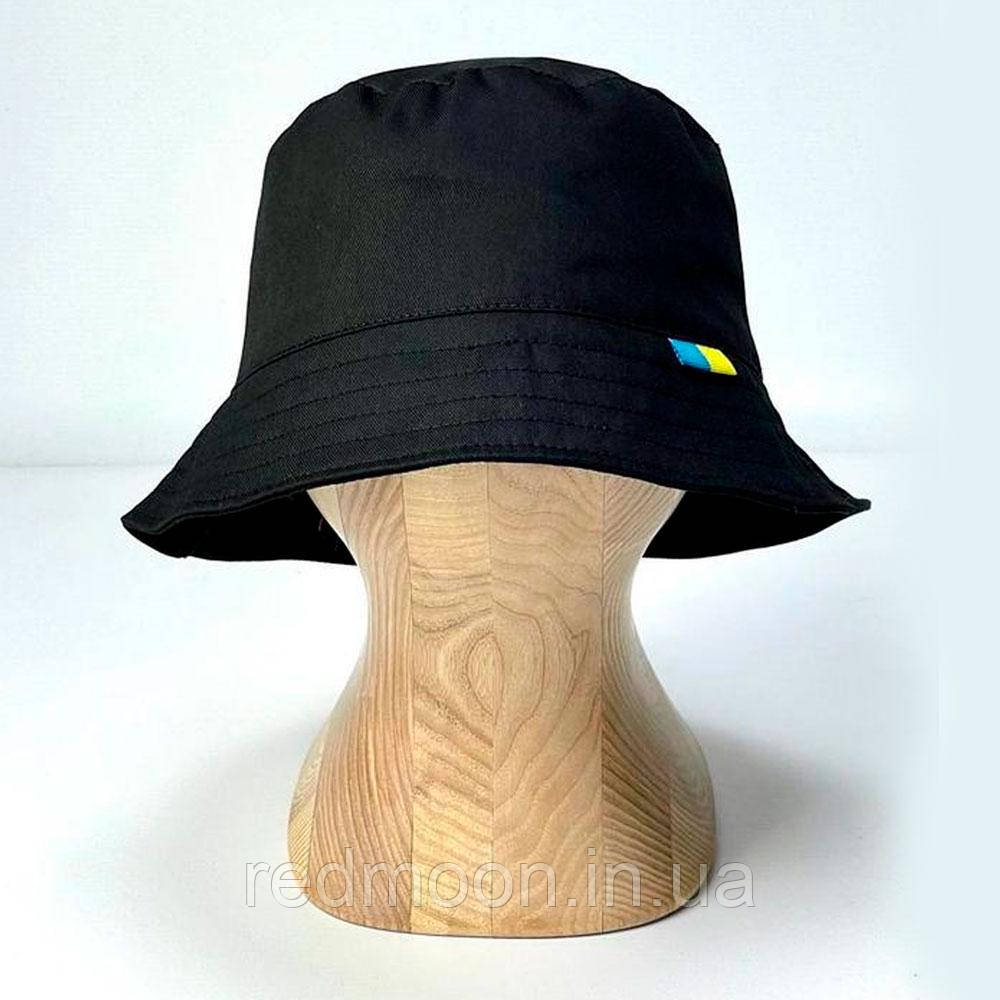 Мужская коттоновая панама с флагом Украины, Размер 58-60 см, Черная ...