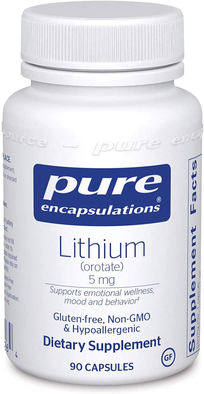 Купить Литий (оротат) Lithium (Orotate) Pure Encapsulations 5 мг 90 ...