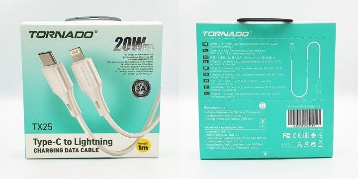 Купити Кабель Usb Tornado Tx25 Silicone Pd20w Type C Lighting 1m
