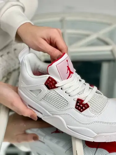 Купить Белые Кроссовки Женские Кеды Джордан Jordan 4 White Red Salex ...