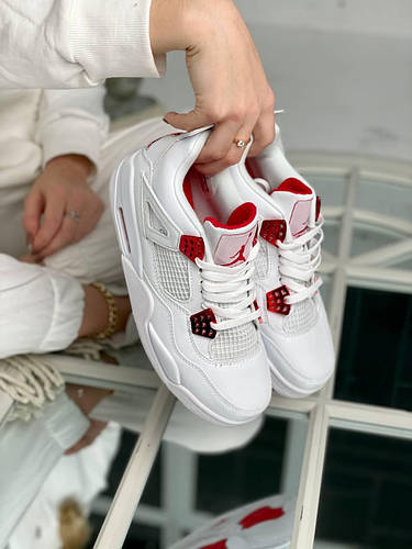 Купить Белые Кроссовки Женские Кеды Джордан Jordan 4 White Red Salex ...