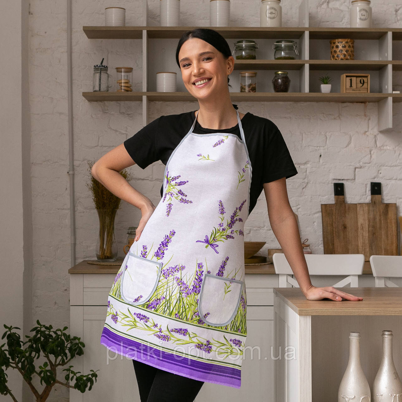 Фартух лляний Лавандове поле 75х55 см продаж ціна у Хмельницькому Фартухи від Интернет
